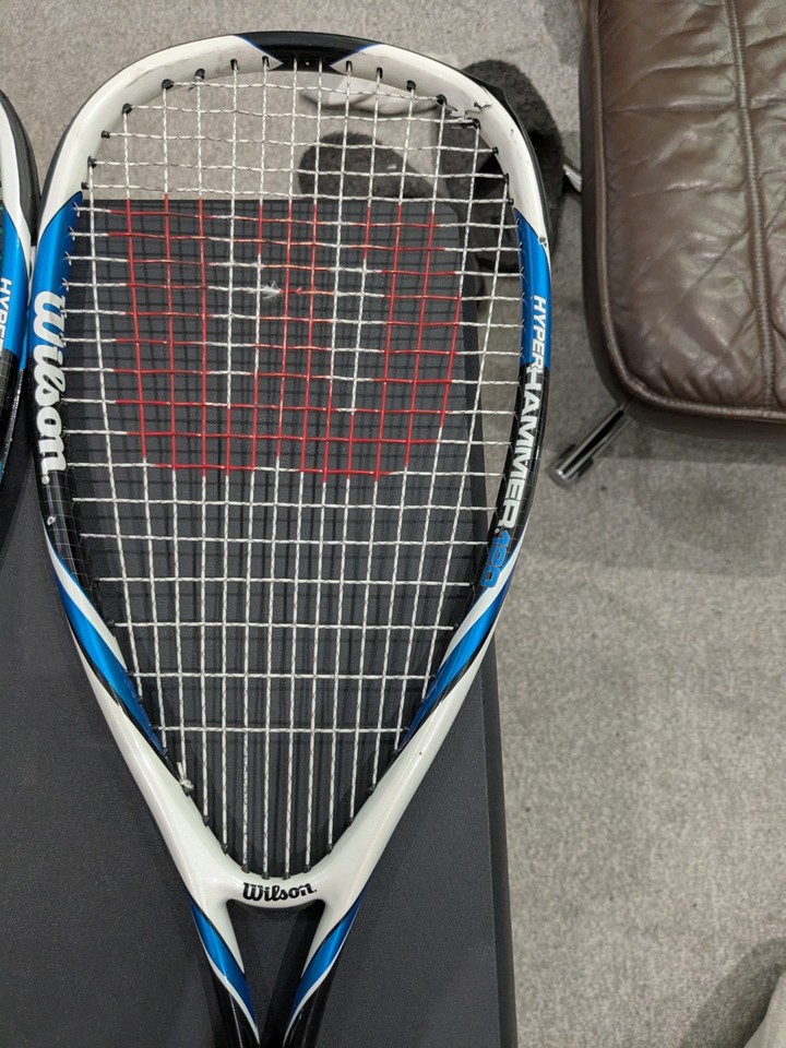 A Pair Of Wilson Hyper Hammer 120 Squash Rackets One With A Crack In ...