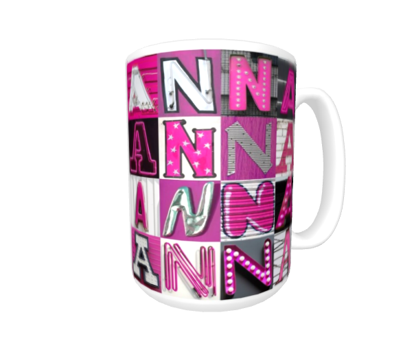 ANNA Coffee Mug / Cup featuring the name in photos of PINK sign letters ...