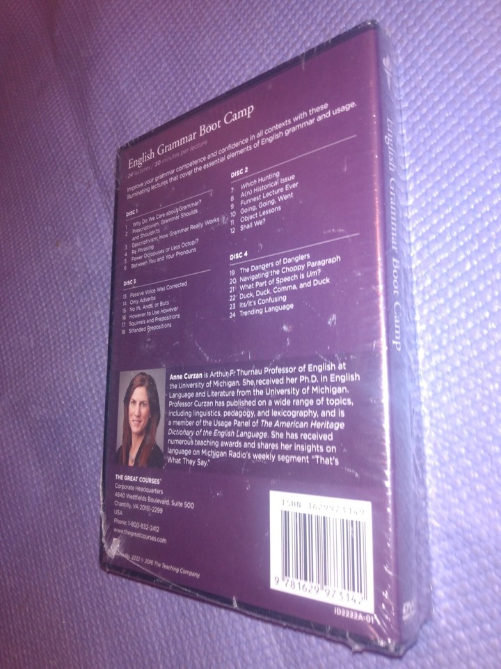 Teaching Co Great Courses DVDs : ENGLISH GRAMMAR BOOT CAMP + BONUS | eBay