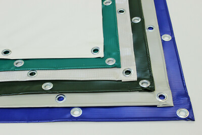 LKW Abdeckplane PVC Folie Wunschmaß ca. 450 g/m² mit Saum und Ösen alle ...