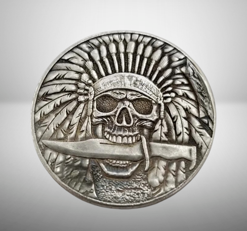 Skull Indian Native American Chief Brave Hobo Coin Art Carved US ...