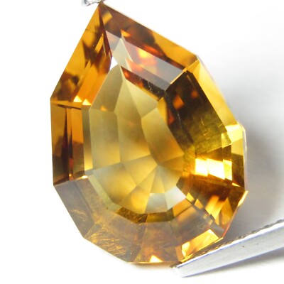7.16Cts Ravishing Natural Yellow Citrine Pear Custom Cut Loose Madeira ...