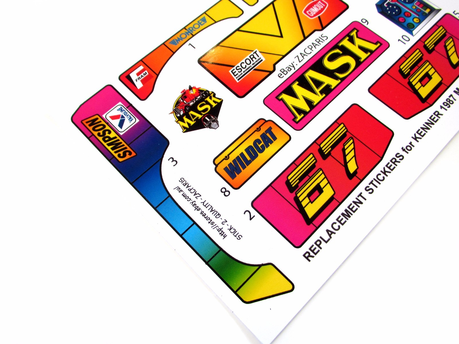 Stickers for KENNER M.A.S.K WILDCAT Stickers Personalized with Extra's ...