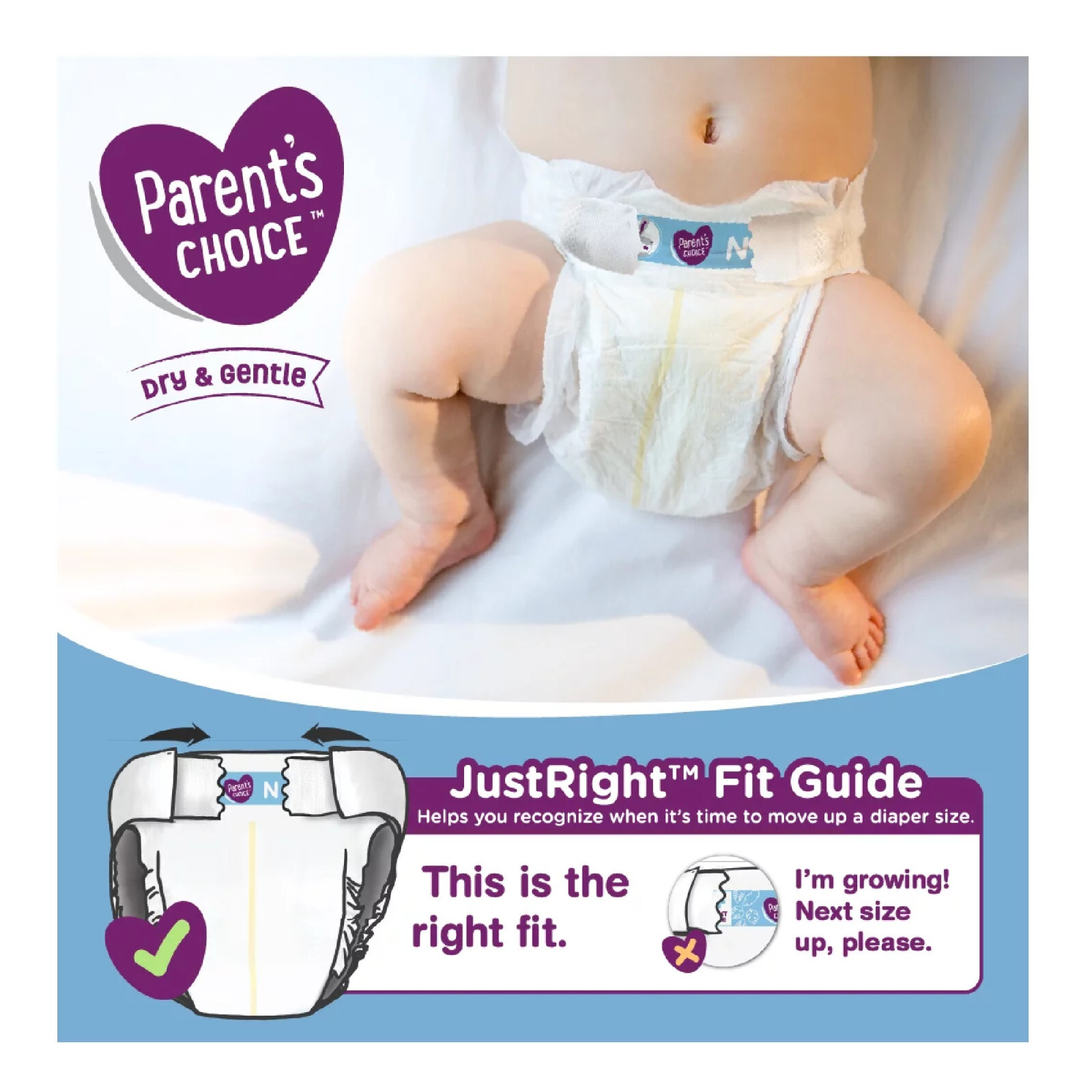 Parents Choice Dry & Gentle Diapers Size NB, 44 Count | eBay