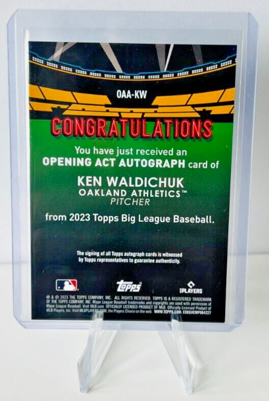KEN WALDICHUK 2023 Topps Big League Baseball #OAA-KW Auto RC Oakland Athletics | eBay