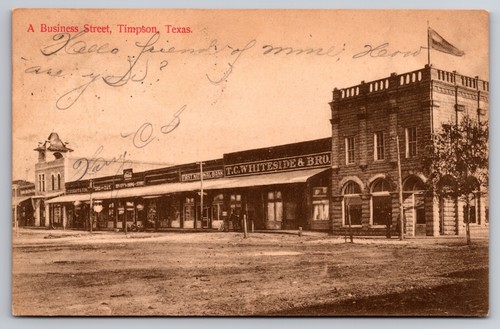 A Business Street Timpson Texas TX Bank Drug Store Coca Cola Sign 1909 ...