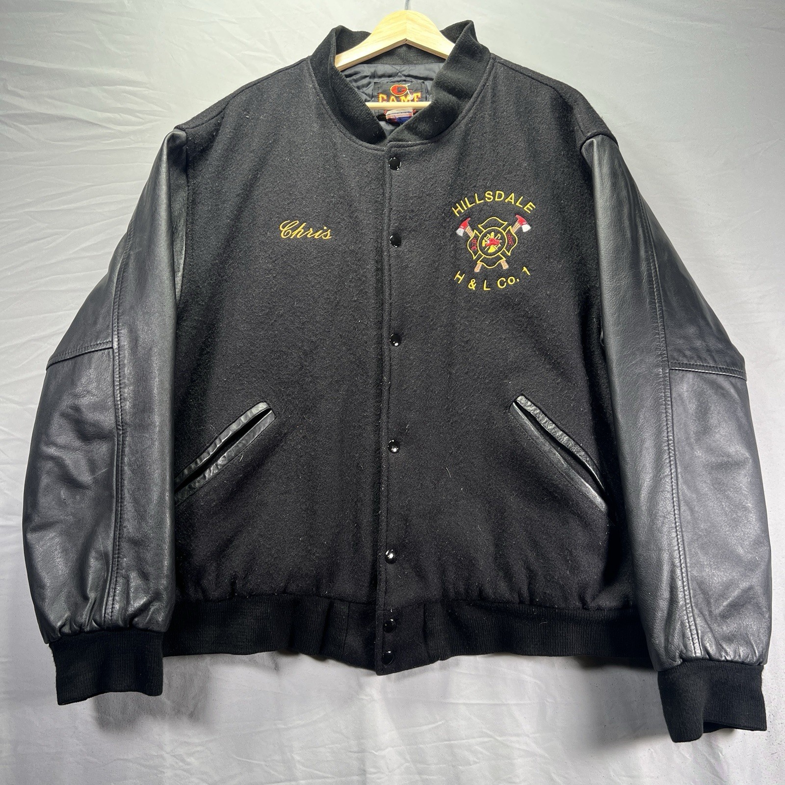 Vintage Fire Department Varsity Jacket Mens 2XL Wool … - Gem