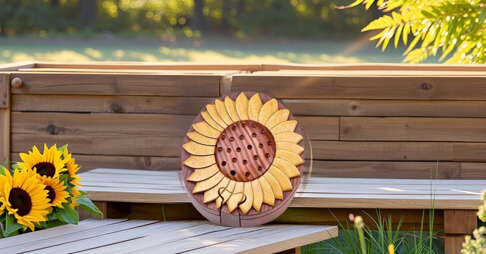 Sunflower - Natural Intarsia Wood Puzzle Box - Handcrafted with Secret ...