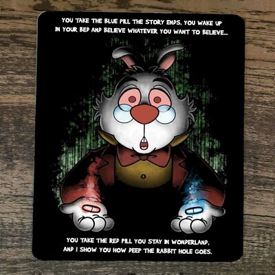 Mouse Pad Red Pill Blue Pill White Rabbit Alice in Wonderland Hole ...