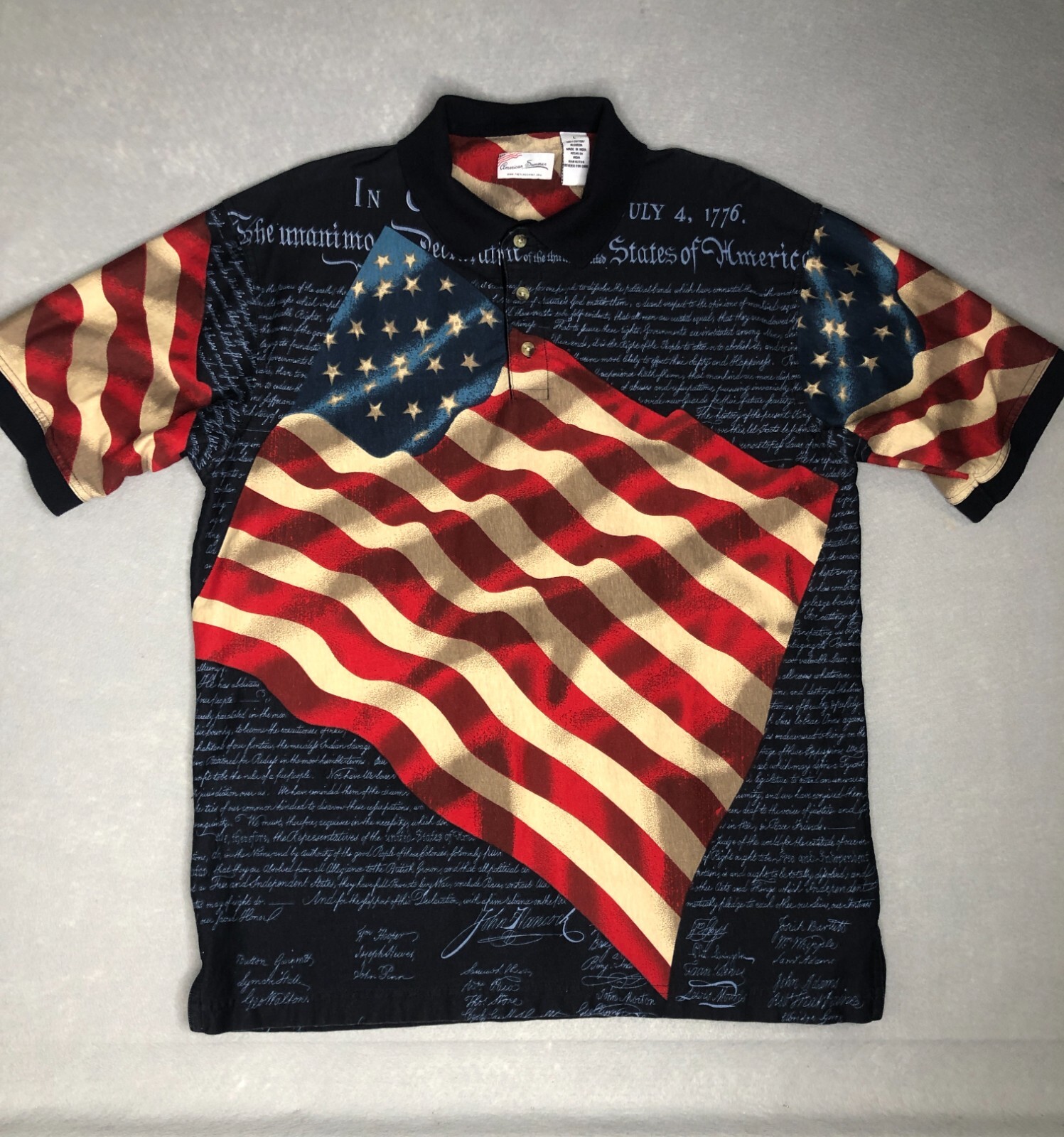 American Summer Large Polo Shirt Flag Patriotic Const… - Gem