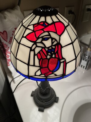 Vintage Colonel Rebel Stained Glass Lamp - Ole Miss - Lamp Works With ...