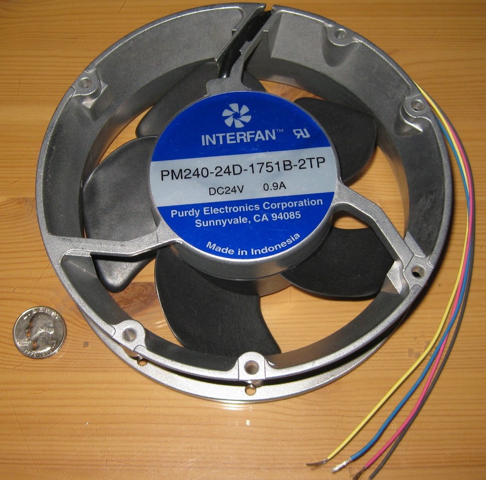 172mm Dia. Round DC Fan x 51mm - 250 CFM - 24 V - 3350 RPM - PM240-24D ...