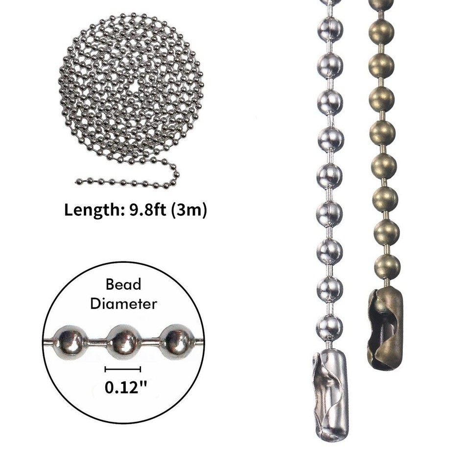 10FT Ceiling Fan Pull Chain Beaded Extension Set Home Light Decor w ...