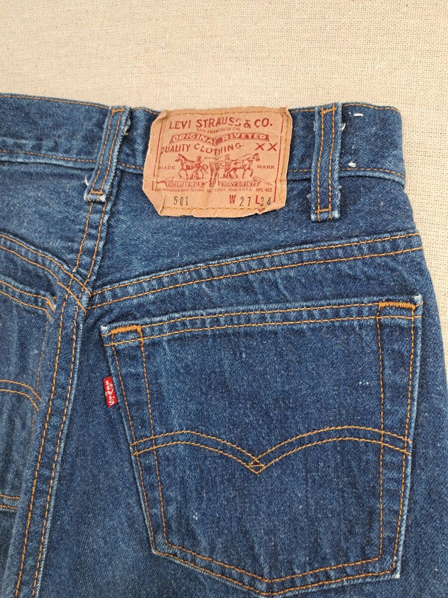 Vtg 80s Levi's 501 Jeans 27x25 Blue Dark Wash 544 Button Cut Vtg 80s Levi's 501 Jeans 27x25 Blue Dark Wash 544 Button Cut