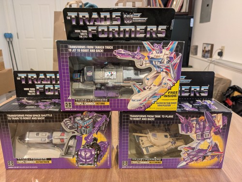 Lot G1 Transformers Decepticon Triple Chng Octane Astrotrain Blitzwing ...