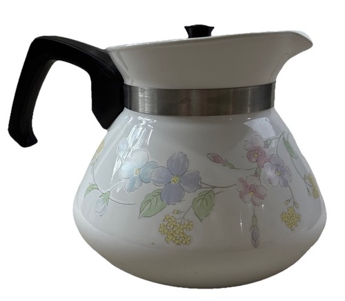 Stove Top Corning Ware Wildflowers 6 Cups Coffee Tea Pot P-104 with Lid ...