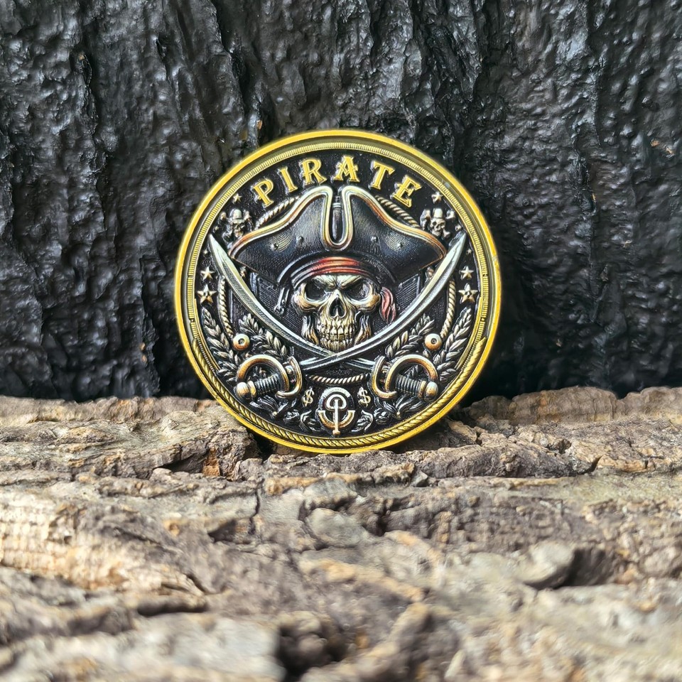 Pirate Challenge Coin - Motivational Adventure Coin with Skull Design ...