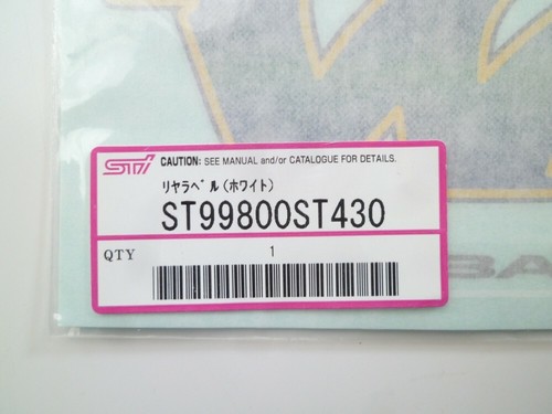 Genuine Subaru GC8 Impreza WRX STI Rear Trunk Decal Sticker ...