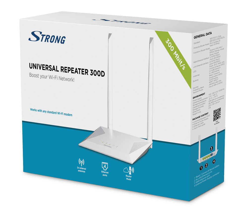 Répéteur Wi-Fi Strong 300D routeur amplificateur de signal avec 4 ports ...