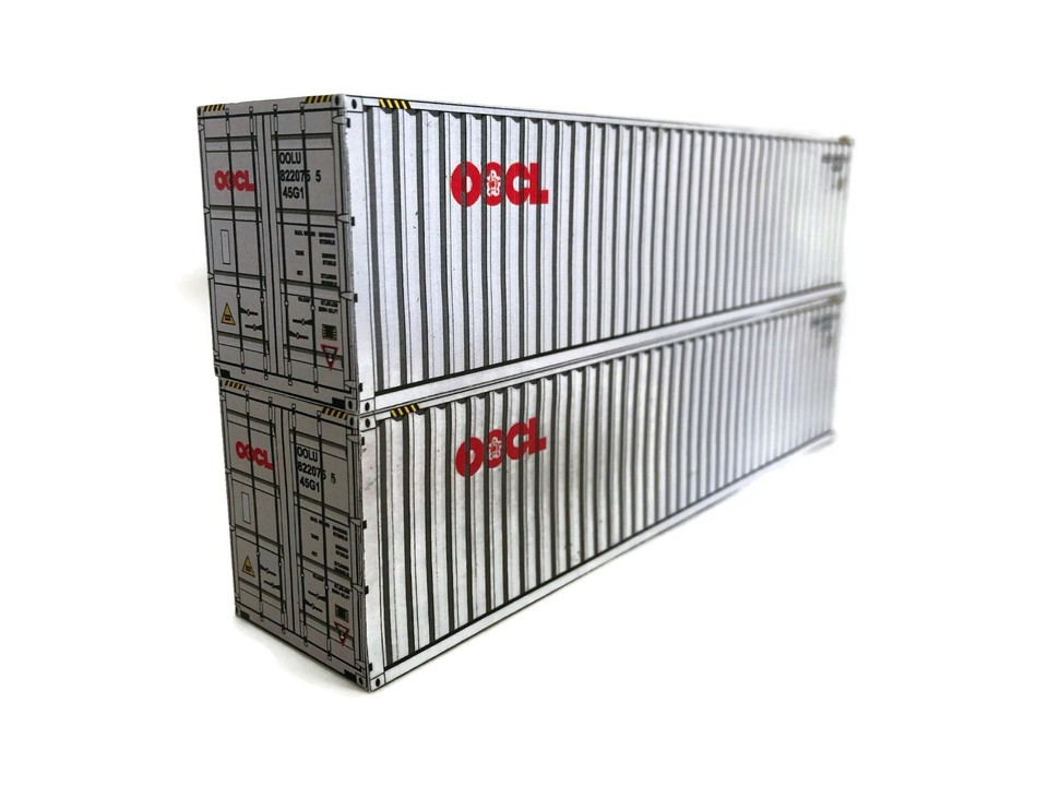 PACK OF 2 x 40ft OOCL SHIPPING CONTAINERS CARD KIT OO SCALE 1:76 MODEL ...