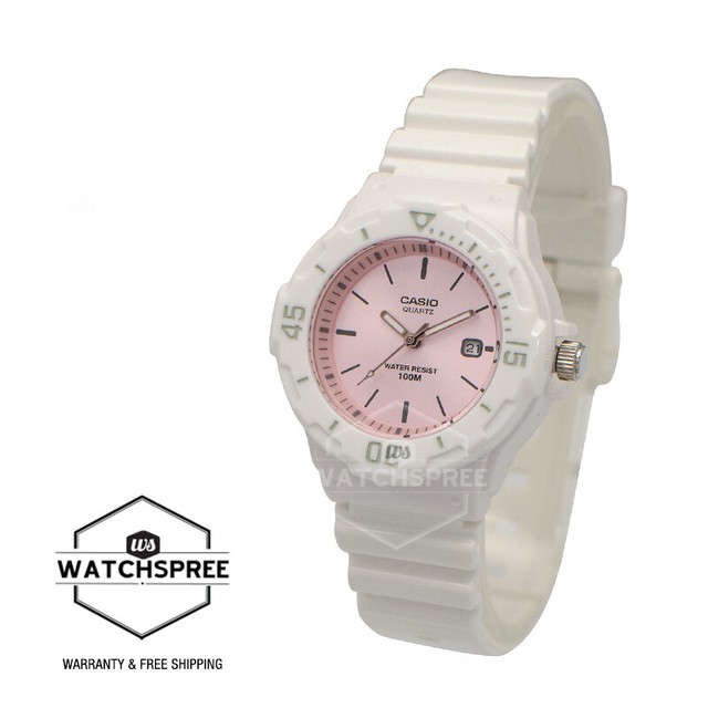 Casio LRW-200H-4E3 Pink Analog Youth White Band Diver's Look Quartz ...