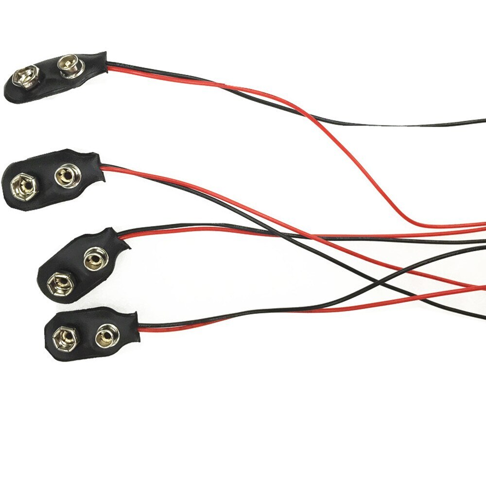 4x PP3 9V Battery Connector 150mm Wires - Faux Leather Soft Top Side ...