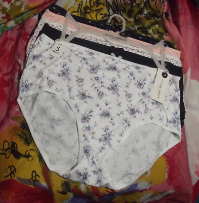 5 NEW LAURA ASHLEY LS8609 5PKEO PLUS SIZE MICROFIBER LACE TRIM BRIEF ...