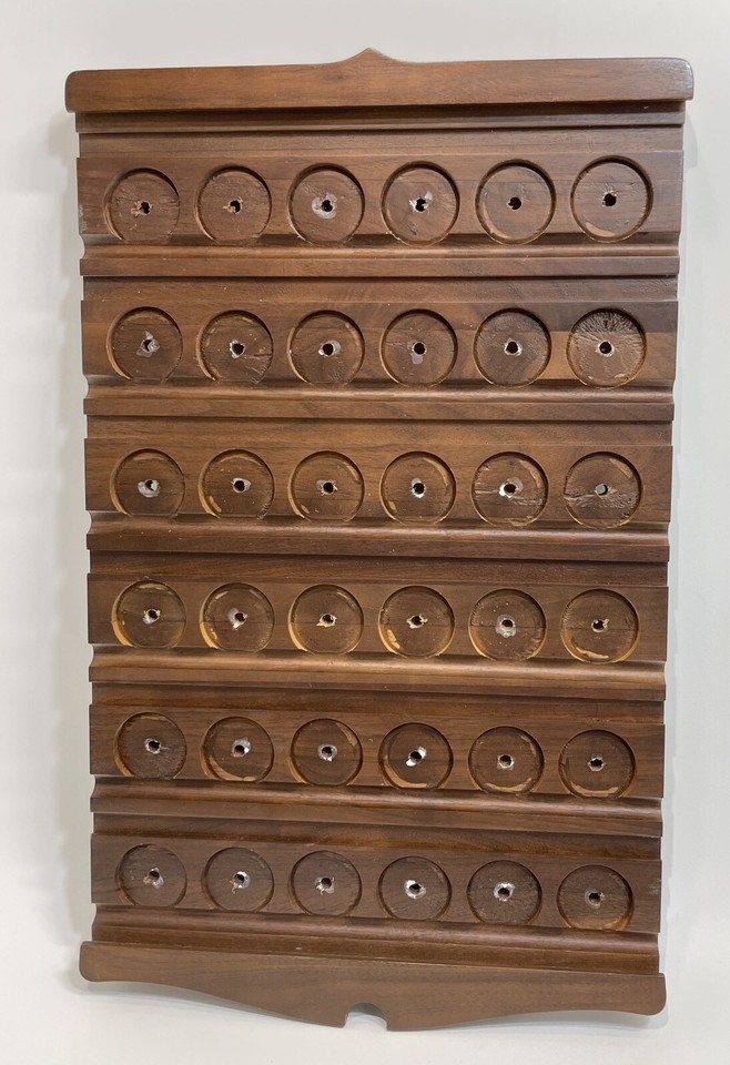 Coin Button Pin Back Display Case Wall Hanging Dark Brown Solid Wood ...