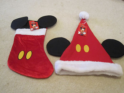 Disney Mickey Mouse stocking with matching hat Christmas holiday new ...
