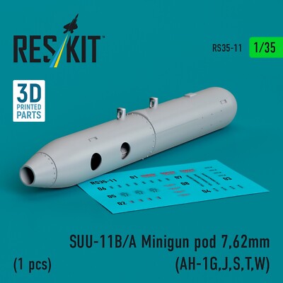 SUU-11B/A Minigun pod 7,62mm (AH-1G,J,S,T,W) for Scale Kit 1:35 ResKit ...
