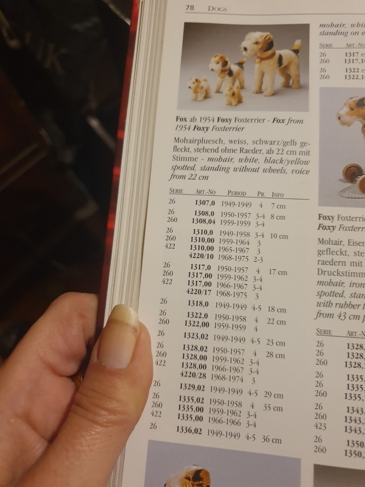 steiff vintage fox terrier foxy 1958-59 ear button yellow flag chest ...