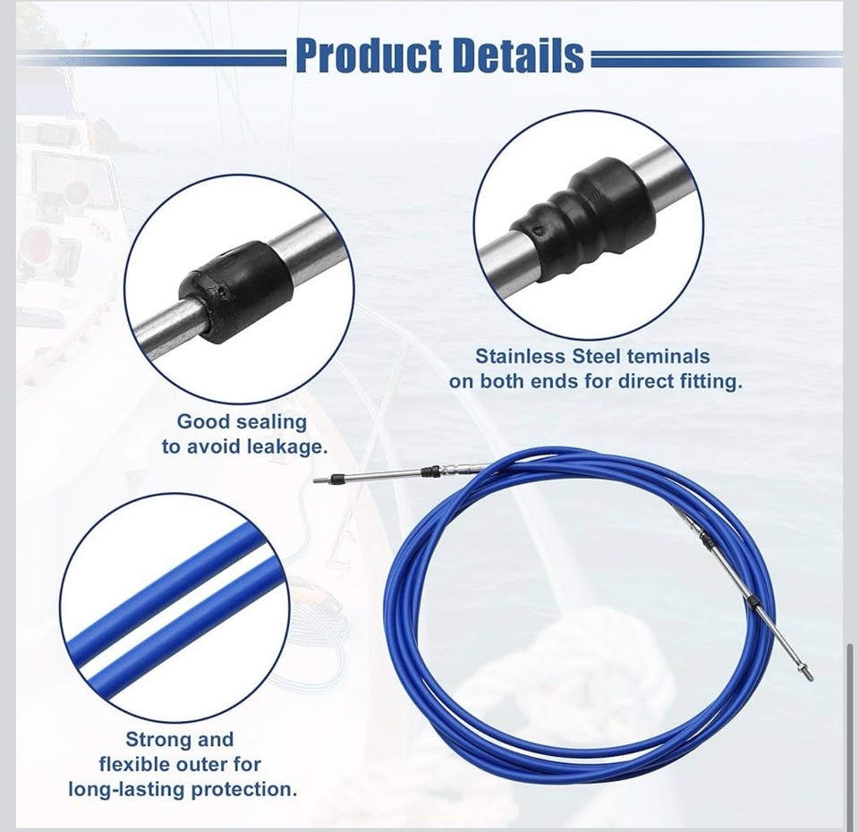 Marine Boat Control Cable 18FT Throttle Shift Remote Control Box Cable Blue | eBay