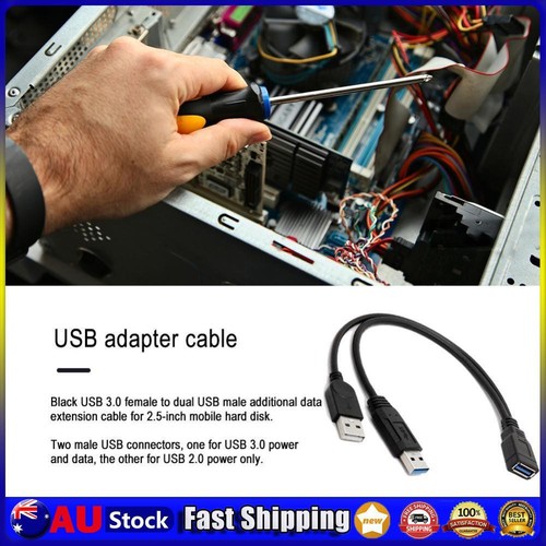 AU USB 3.0 to Dual USB Extra Power Data Extension Cable for 2.5 inch ...