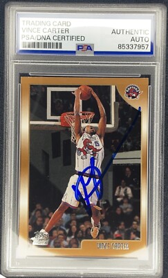 Vince Carter Signed 1999 Topps #199 RC PSA/DNA Autographed Rookie Card ...