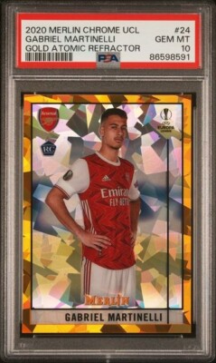 GABRIEL MARTINELLI 2020 Topps Merlin Rookie GOLD ATOMIC /50 PSA 10 GEM ...