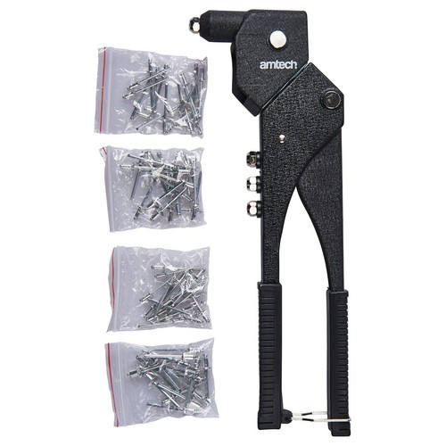 SWIVEL HEAD RIVET GUN HAND RIVETER 4 NOZZLE POP with 75 RIVETS - AMTECH ...
