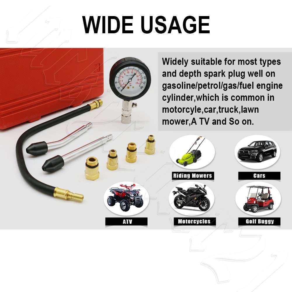 Petrol Engine Compression Tester Kit Set For Automotives Car Motorcycle ...