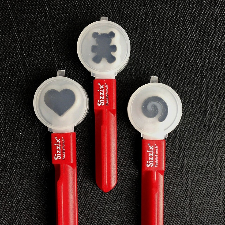 Sizzix Paddle Punch Lot Positionable Hand Paper Clay punch Hart Swirl ...