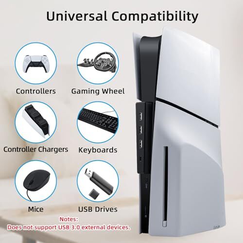 USB Hub for PS5 Slim Console Only, 4 Ports 2.0 High-Speed Expansion Hub ...