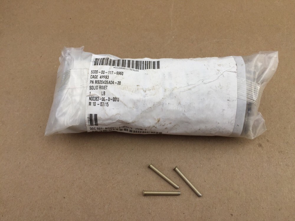 AIRCRAFT SOLID RIVET FASTENERS NSN 5320-00-117-6960 PN MS20426AD4-20 ...
