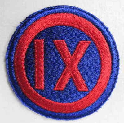 U.S. WWII WW2 IX ARMY CORPS EMBROIDERED SLEEVE INSIGNIA PATCH NOS ORIG ...
