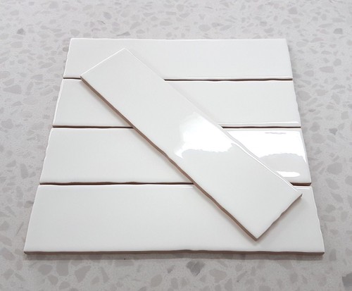 Handmade Look White Glossy Subway Wall Tile 75x300 Kitchen Splashback ...