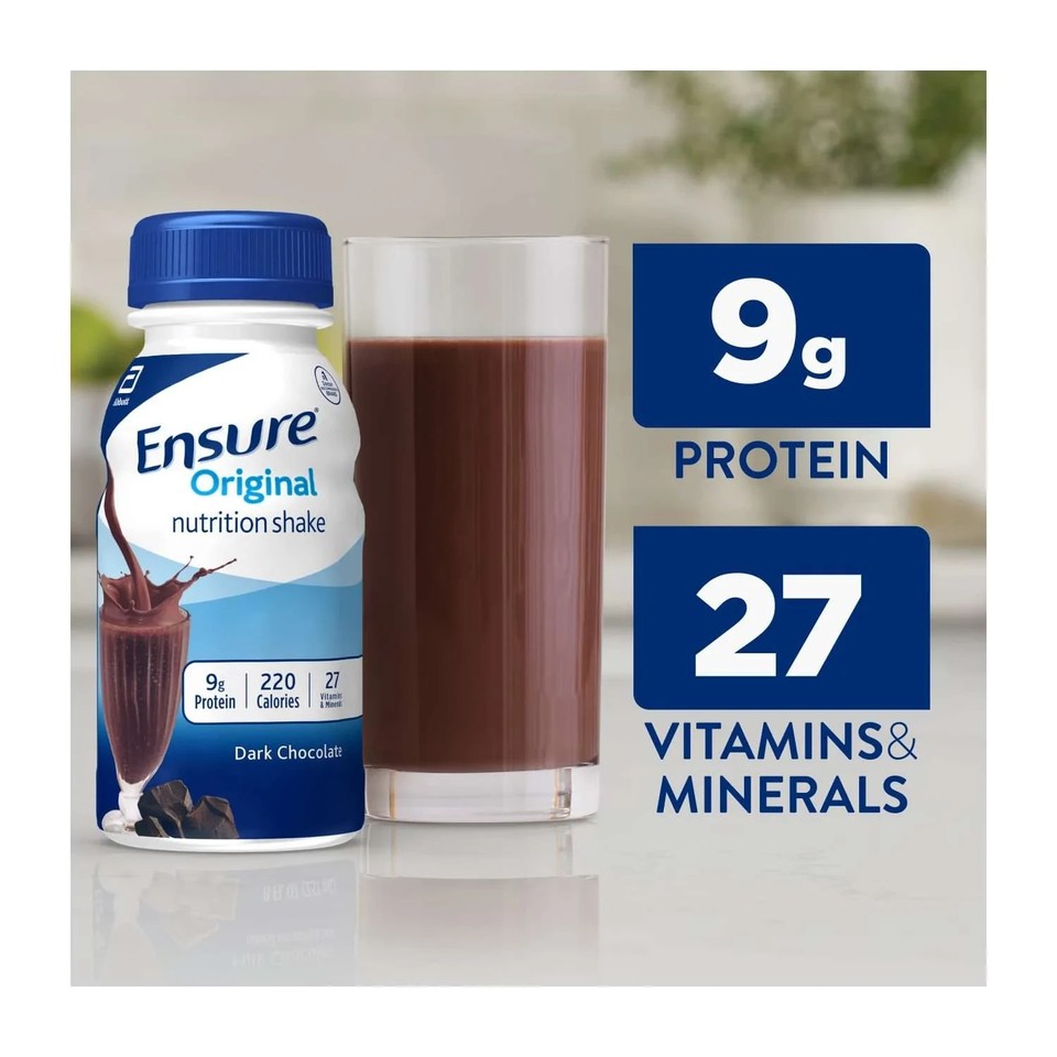 Ensure Original Nutrition Shake, 9g Protein, Dark Chocolate, 8 fl oz ...