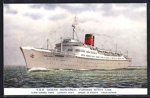 Passagierschiff TSS Ocean Monarch, Furness Withy Line, Ansichtskarte ...