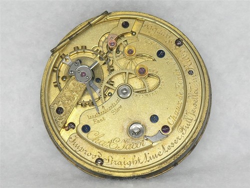 ANTIQUE 43MM CHARLES JACOT 17 JEWEL KEY WIND POCKET WATCH MOVEMENT ...