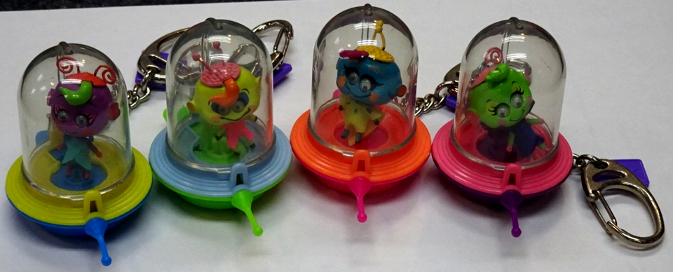 RARE Set 4 Basic Fun 2001 Liddle Kiddle Kozmic Kiddles Mini Keychains w ...