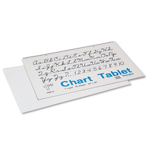 Pacon 16" X 24" Cursive Cover Chart Tablet Ruled White 25 Sheets ...