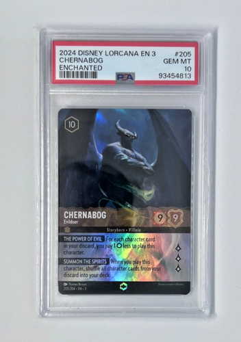 2024 Disney Lorcana EN3 CHERNABOG Evildoer 205/204 ENCHANTED PSA 10 GEM ...
