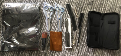 Professional Hair Shears Trimming Kit Combs Cape Clips Carrying Case ...