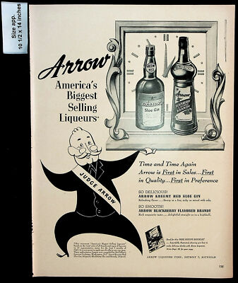 1947 Judge Arrow Liqueurs Sloe Gin Blackberry Brandy Vintage Print Ad ...